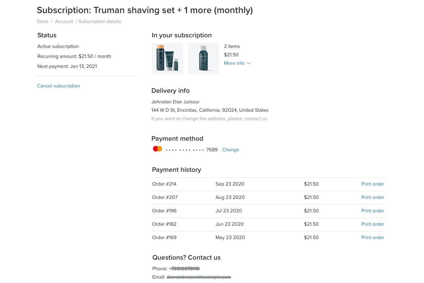 Recurring Subscriptions (E-Store) – GoDaddy